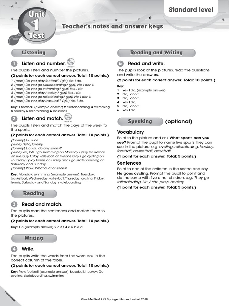 Gmf2 U1 Test Standard Teachers Notes Pdf