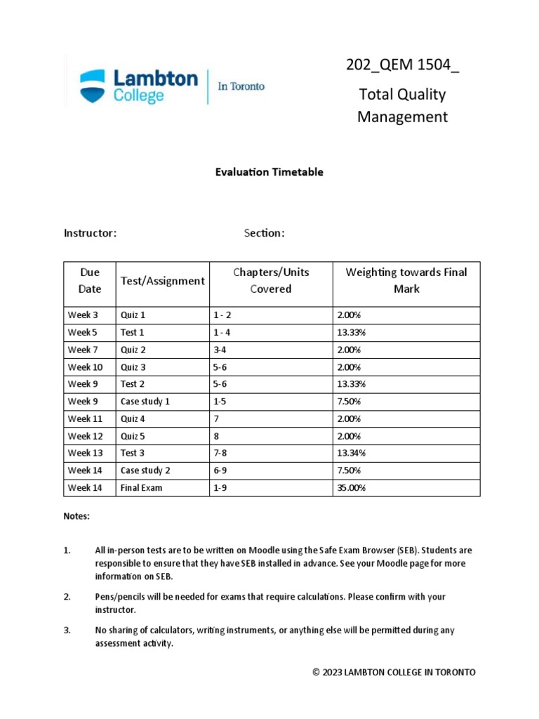 Evaluation Timetable | PDF