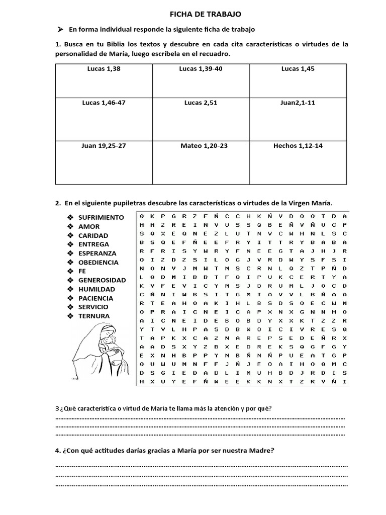Hoja de Trabajo Maria 4° Grado | PDF