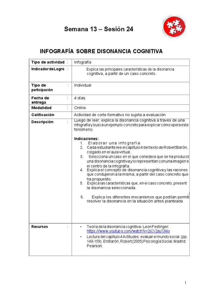 U4 - S13 - S24 - Anexo 13 - Ficha Disonancia Cognitiva - VF - 1 - 1 | PDF | Ciencia y matemáticas