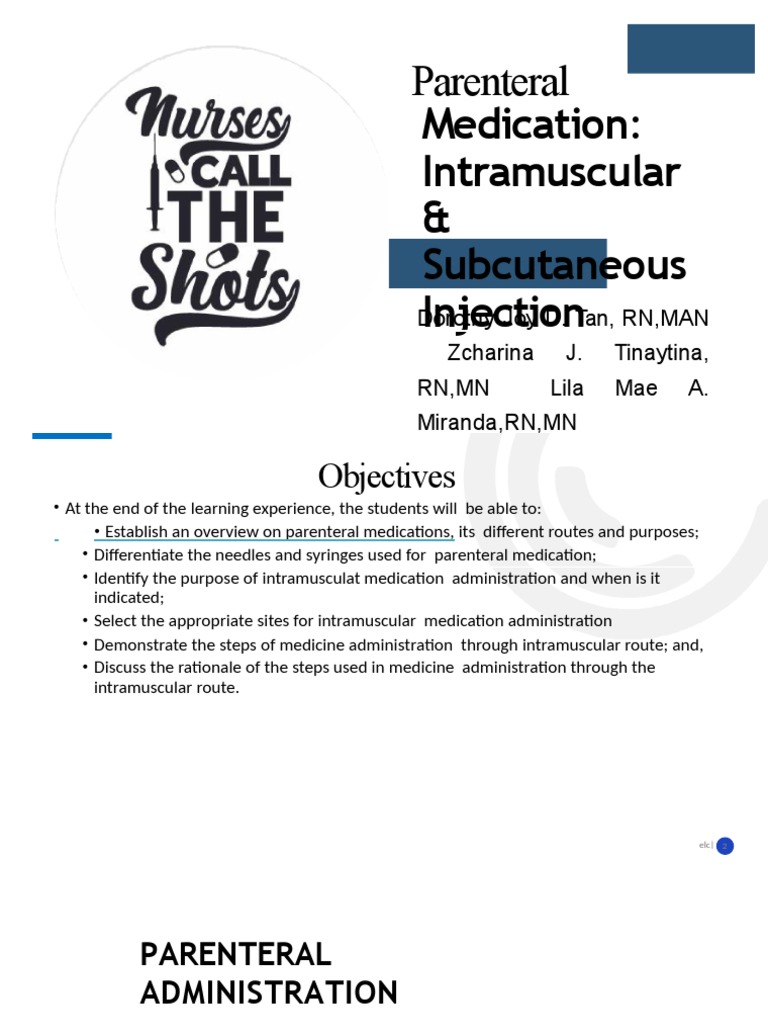Parenteral Medication - PPT 1 | PDF | Injection (Medicine) | Clinical ...