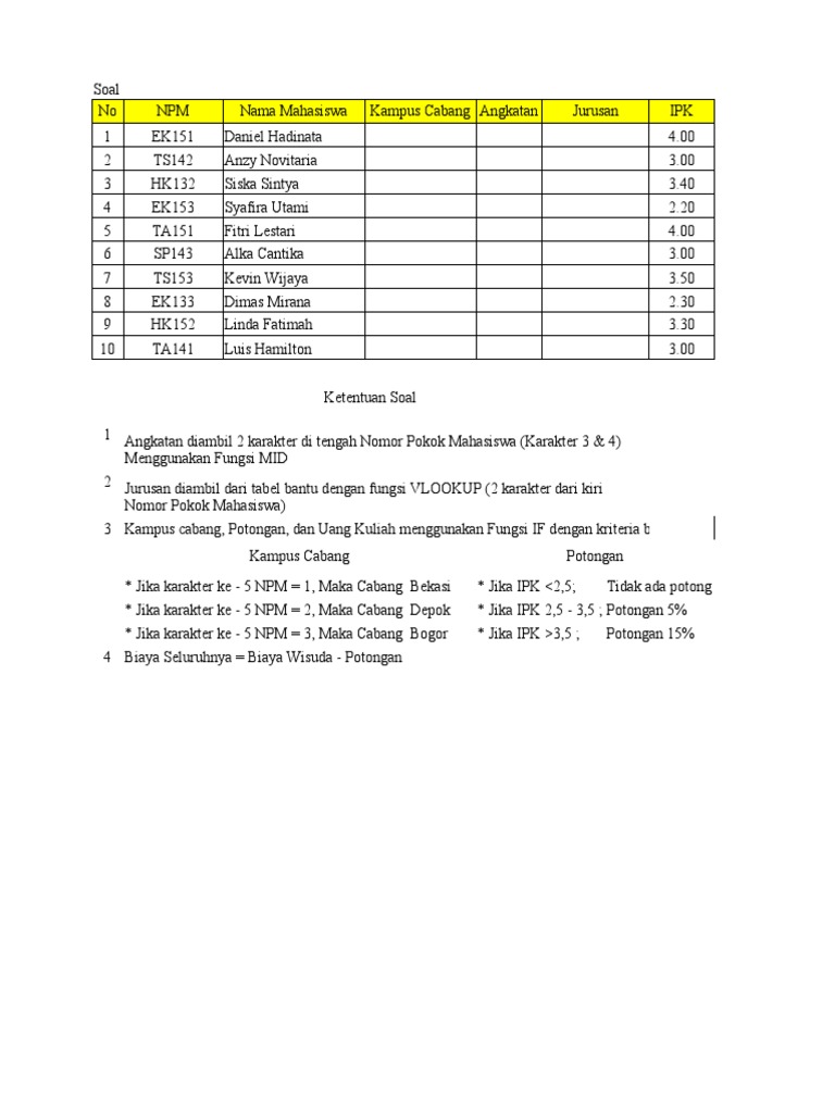 Tes Excel Admin Sekolah 3 | PDF