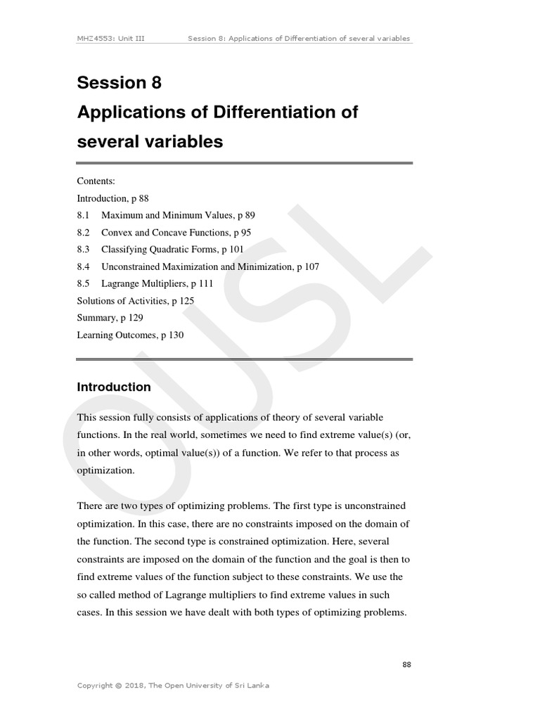 Unit III Session 08 | PDF | Maxima And Minima | Mathematical Optimization