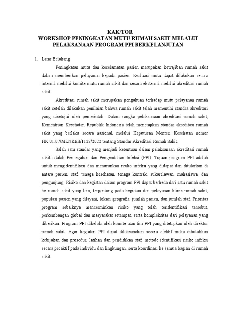 KAK - Workshop Pembinaan Pasca Akreditasi EDIT | PDF | Bisnis | Sains & Matematika