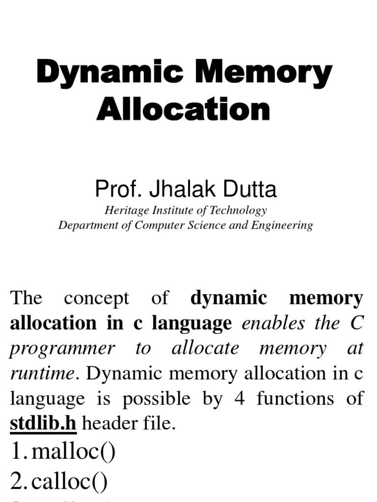 Dynamic Memory Allocation Jhalak | PDF | Pointer (Computer Programming) | Computer Programming