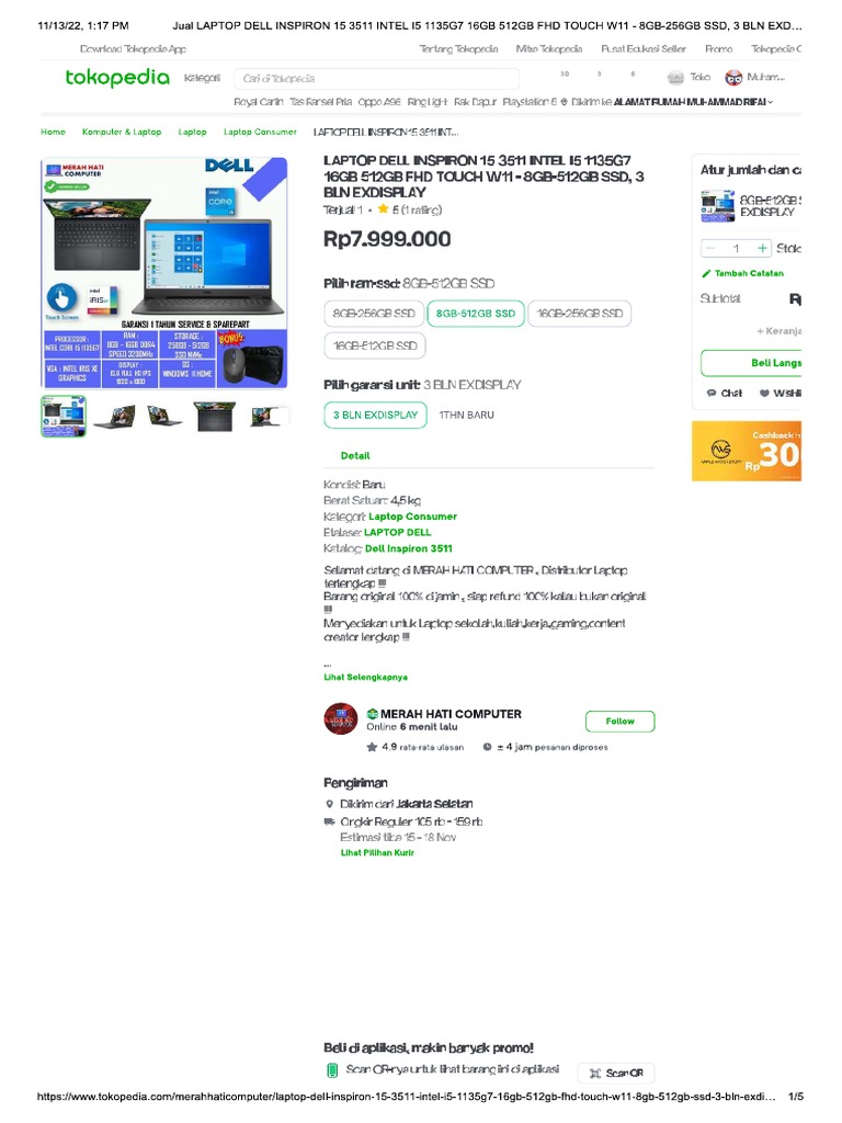 Jual LAPTOP DELL INSPIRON 15 3511 INTEL... Atan - MERAH HATI COMPUTER - Tokopedia | PDF