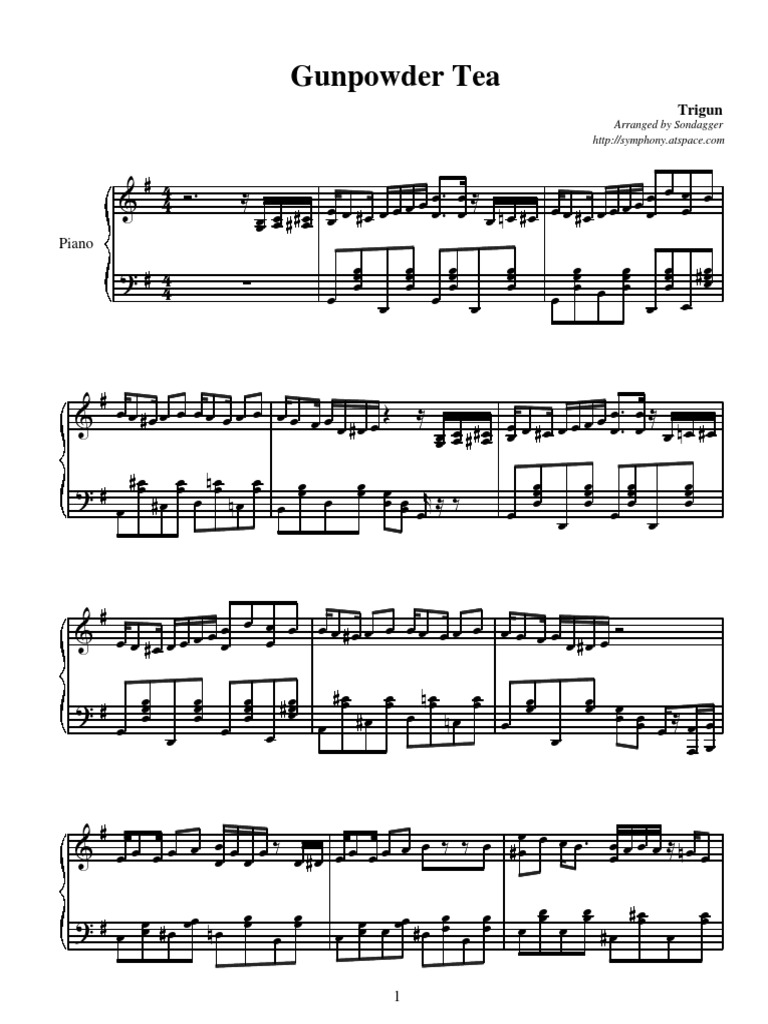 Gunpowder Tea Piano Sheet | PDF