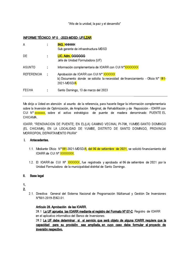 Informe Tecnico Modelo | PDF