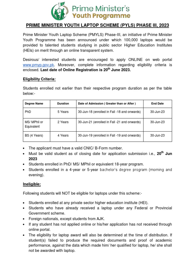 PM Youth Laptop Scheme Phase III 2023 | PDF | Doctor Of Philosophy ...