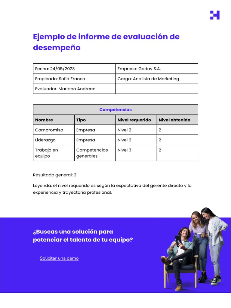 Ejemplo de Informe de Evaluación de Desempeño | PDF