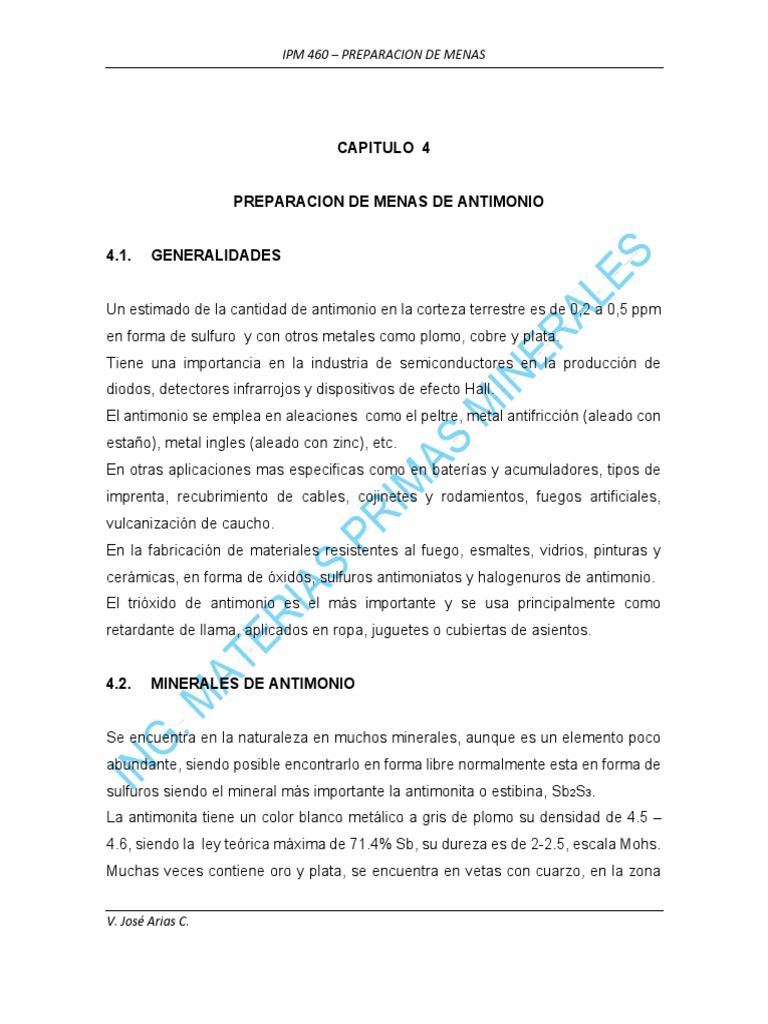 Cap 4 Preparacion de Menas de Antimonio | PDF | Ciencia y matemáticas