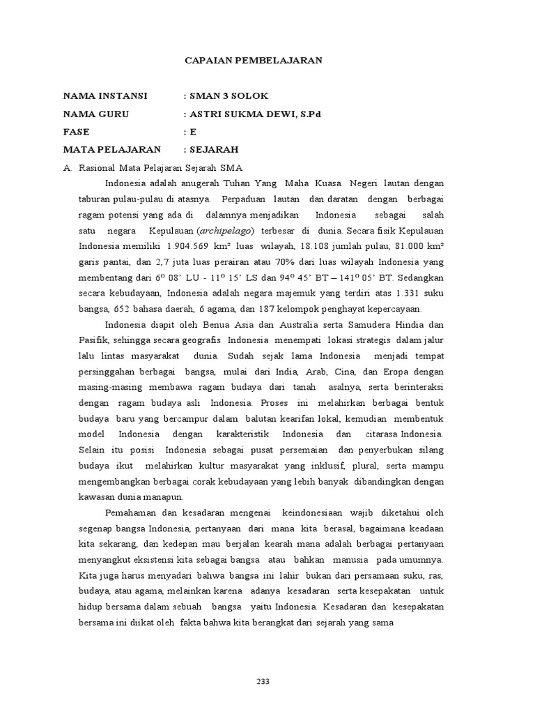 CP Sejarah Kelas X | PDF