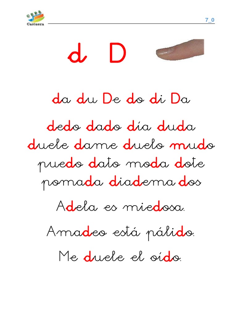Lecturas cortas con la letra d | PDF