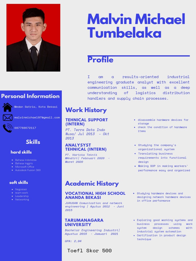 CV - Malvin Michael Tumbelaka | PDF | Komputer