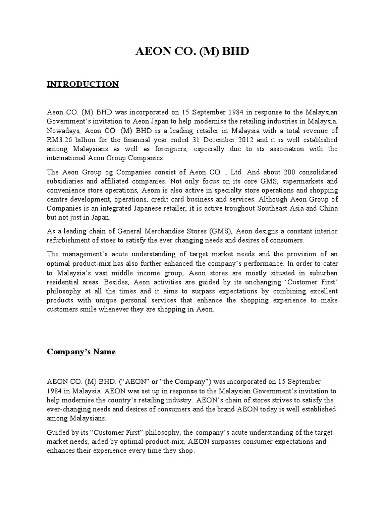 Assignment POM (AEON) | PDF | Retail | Supermarket