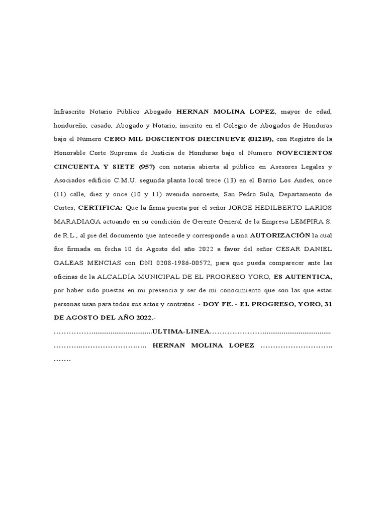 Autentica Notario Documento Firma | PDF
