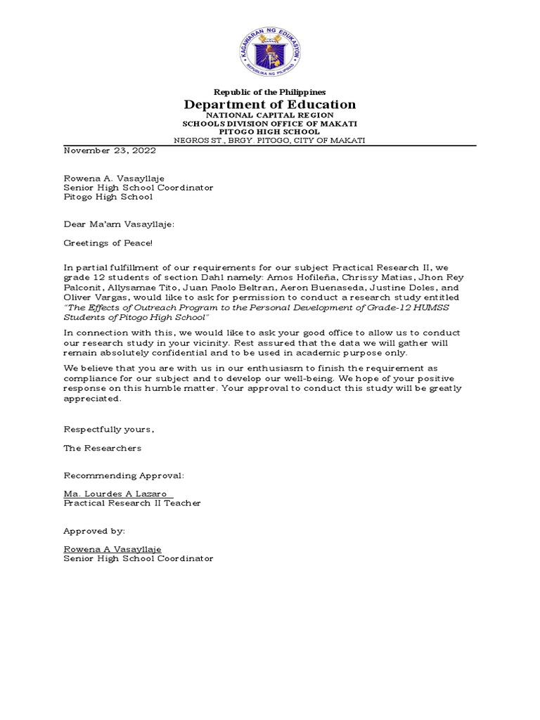 Letter of Approval | PDF | Wellness