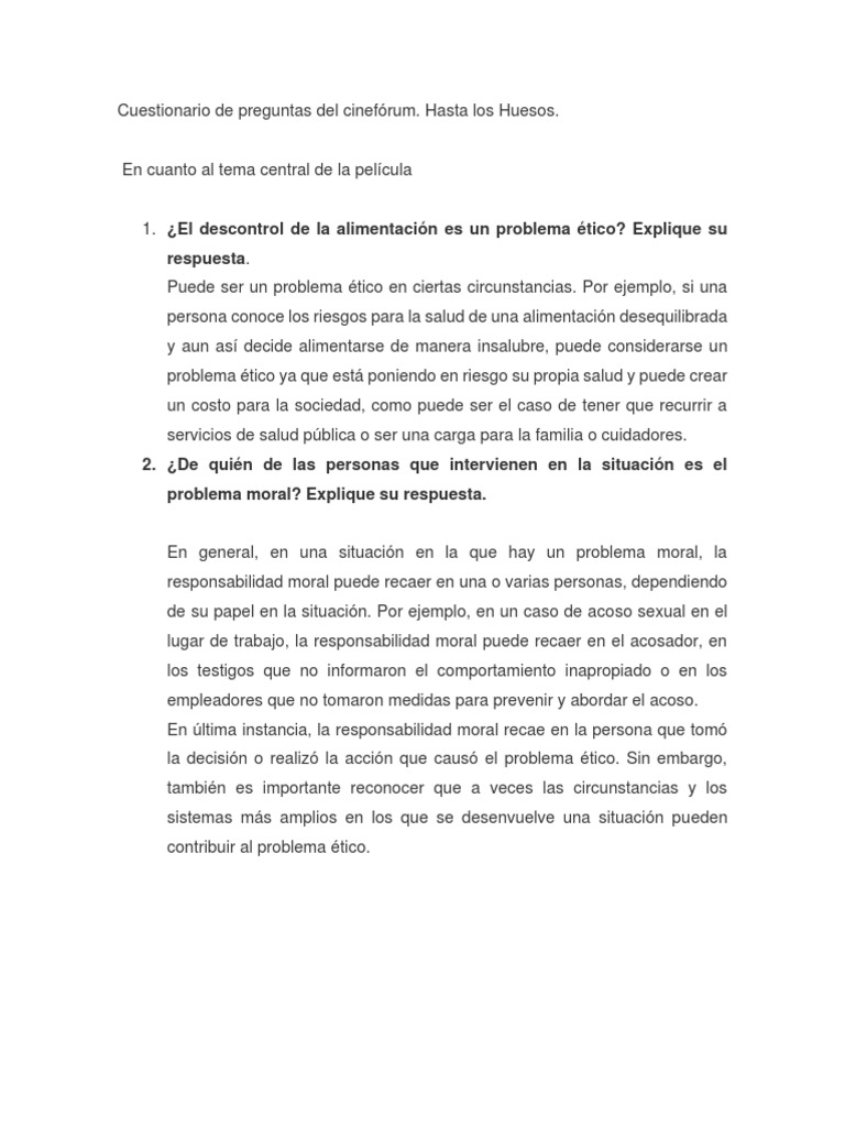 Cineforum Hasta Los Huesos - Jose Villeda (2021075) | PDF | Anorexia ...