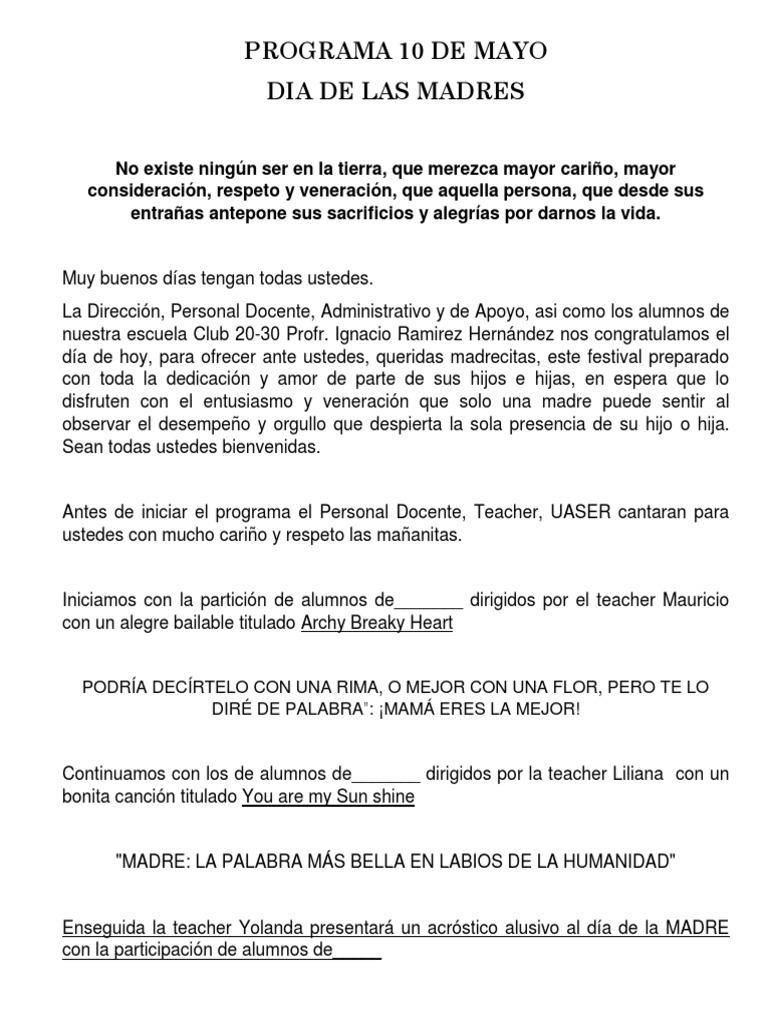 Programa 10 de Mayo | PDF