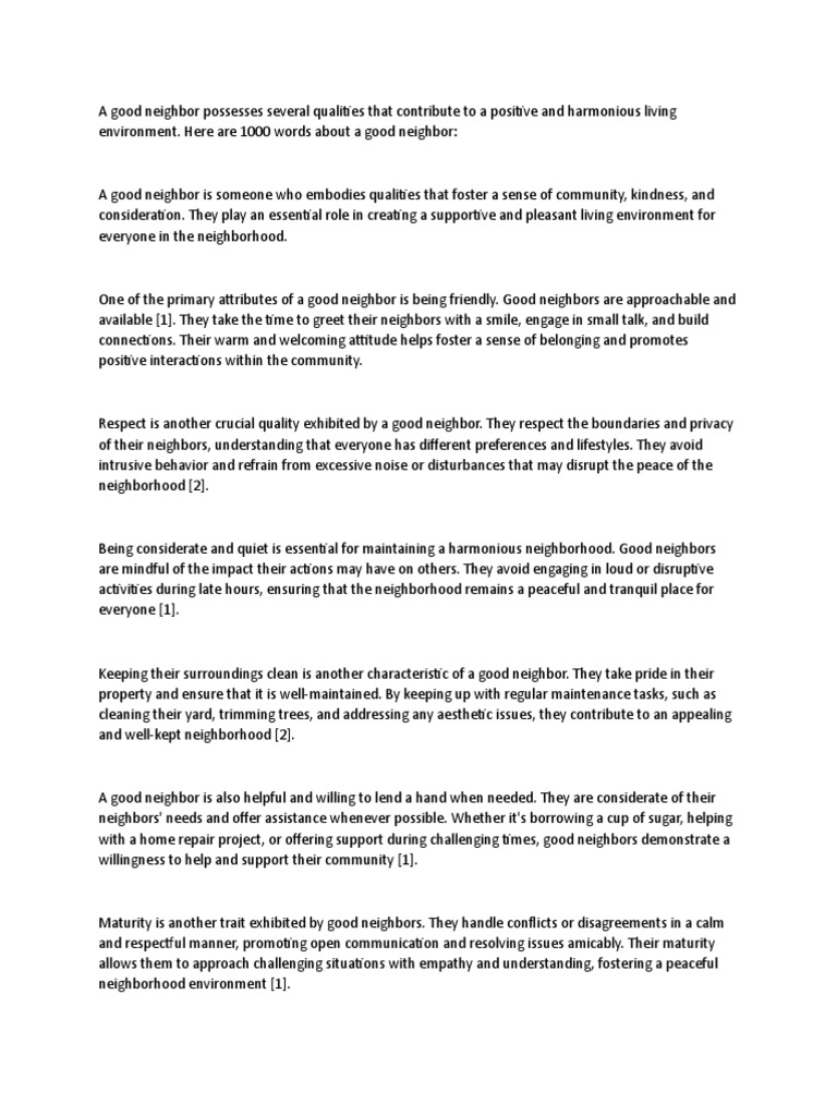 Good Neighbour | PDF | Behavioural Sciences | Human Communication