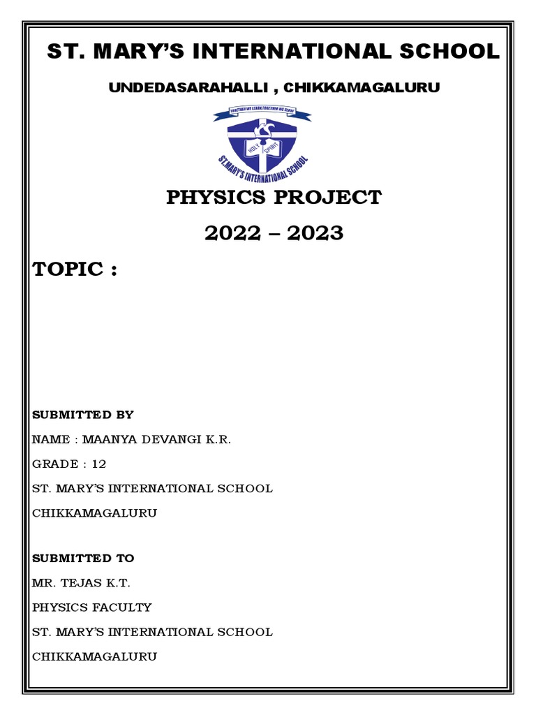Project Cover Page - Isc | PDF | Wellness | Science & Mathematics