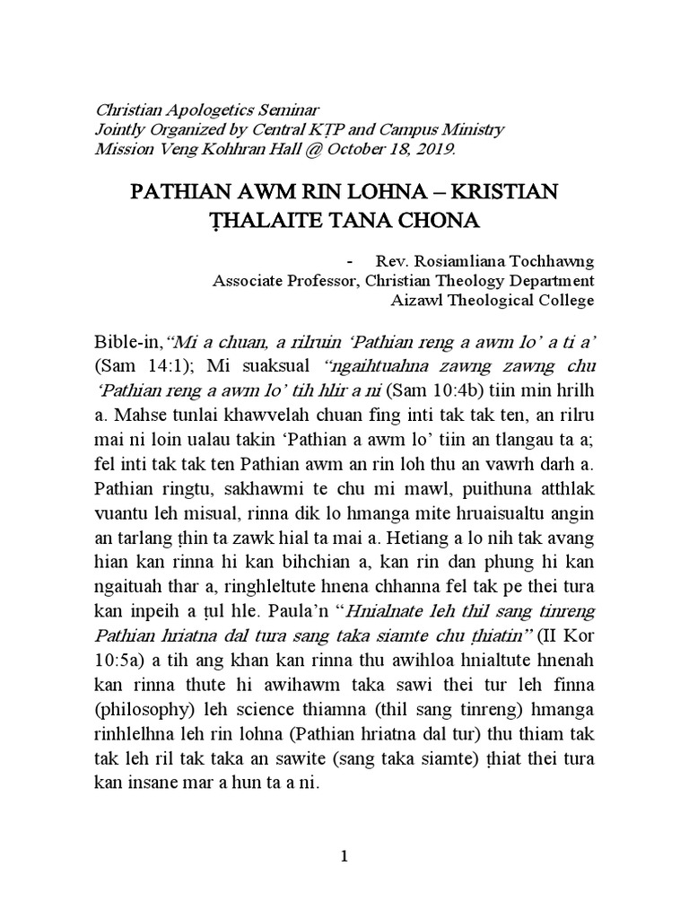 Apologetics Seminar Paper | PDF | Criticism Of Religion | Philosophical ...