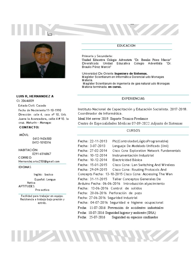 Curriculum Ing. Luis Hernandez | PDF
