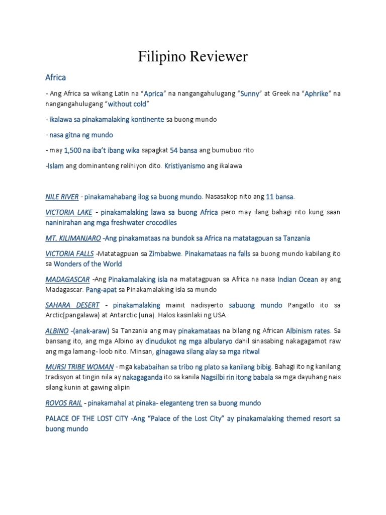 FIL Filipino-Reviewer | PDF