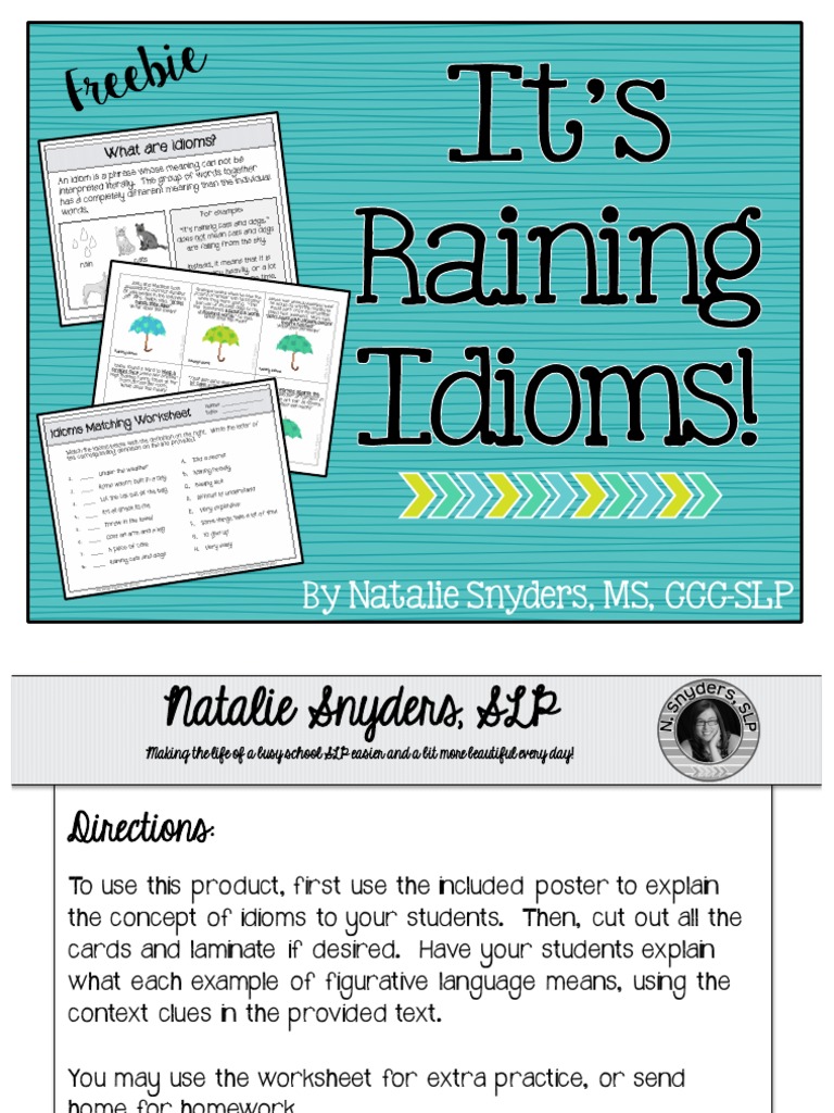 Its Raining Idioms A Figurative Language Activity | PDF