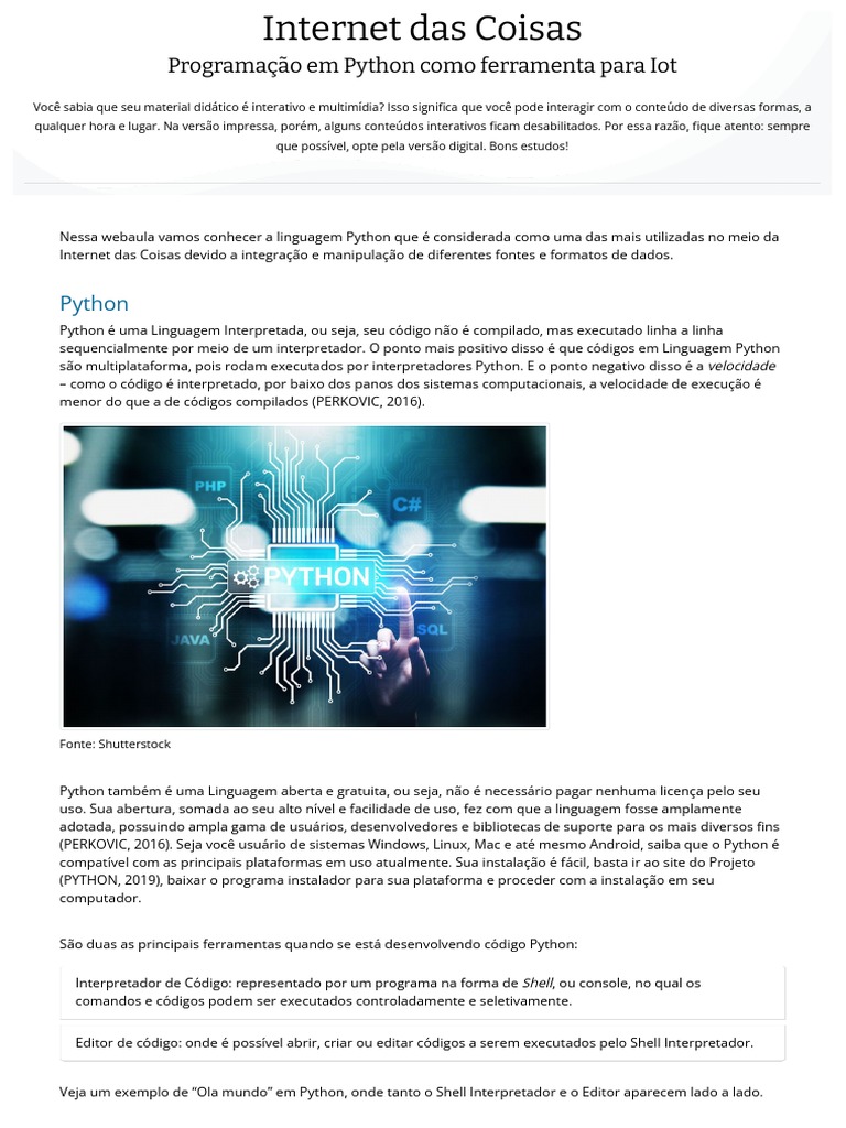 TDC - IOT - PROG - SENS - Python para IOT | PDF | Python (linguagem de ...