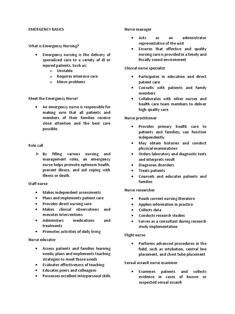 Emergency Nursing Handouts | Download Free PDF | Angiography | Nursing