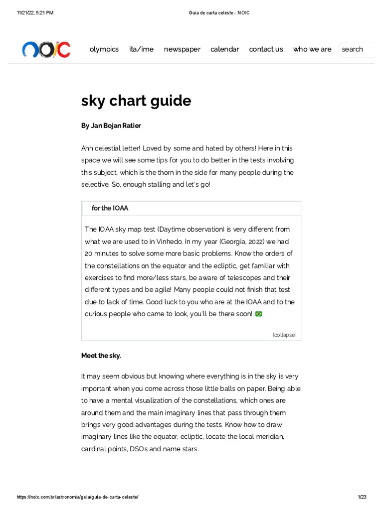 Sky Chart Guide Especially For Ioaa | PDF | Astronomy | Stars