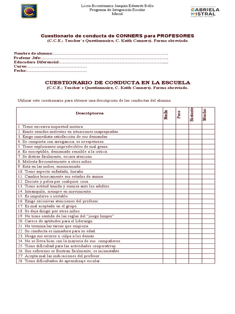 Test de Conner | PDF