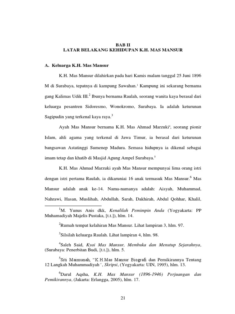 K.H. Mas Mansur: Latar Belakang Keluarga | PDF