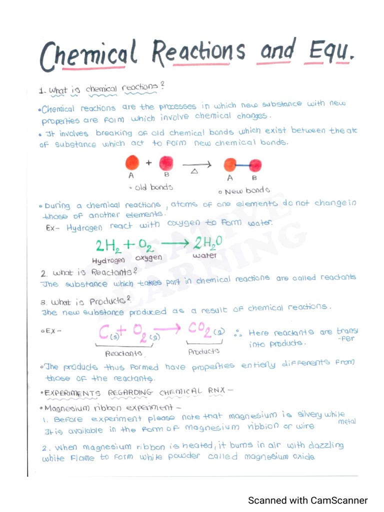 Chemical equation and Reaction | PDF