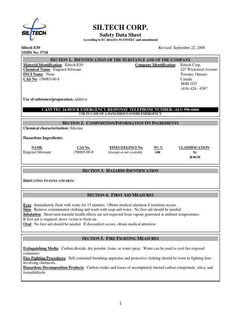 Siltech E50 | PDF | Personal Protective Equipment | Water