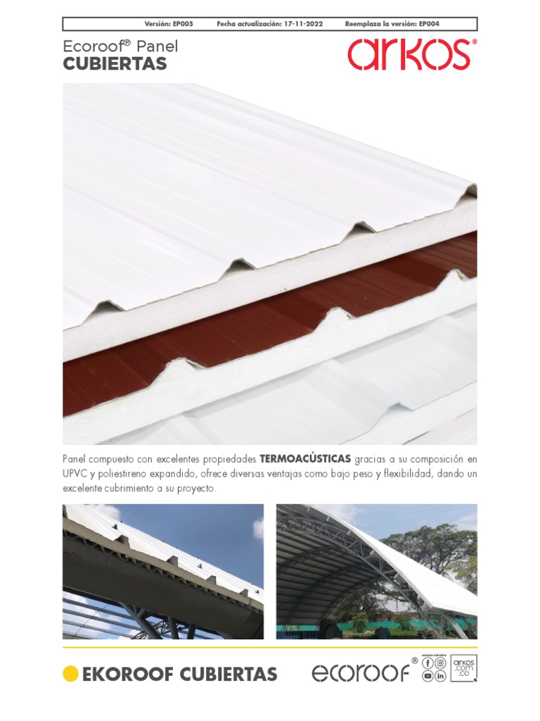 Ecoroof Panel Cubiertas Curvas | PDF | Tornillo | Perforación