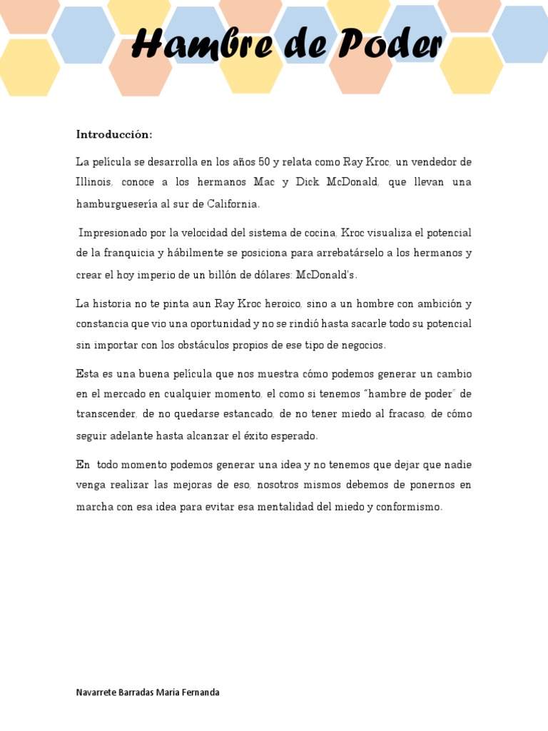 Reflexiones sobre "Hambre de Poder" | PDF | Mc Donald's