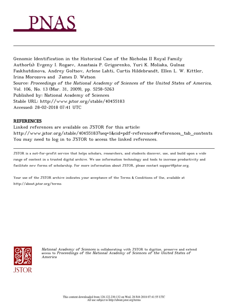 Genomic Analysis of Nicholas II Family | PDF | Mitochondrial Dna | Dna ...