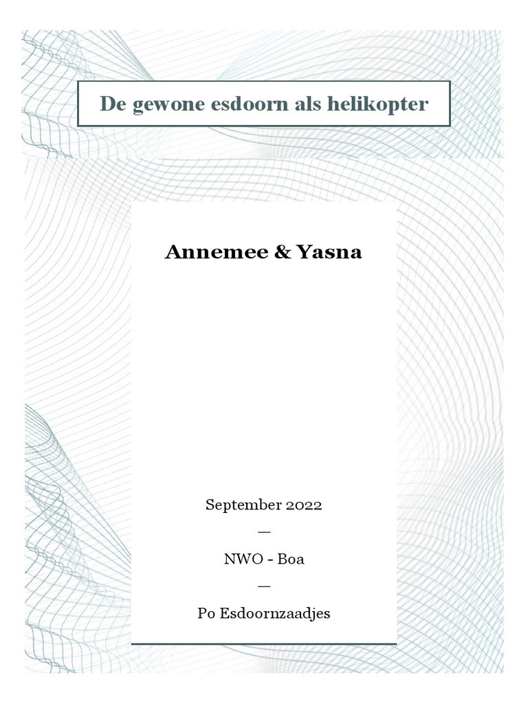 Esdoornzaadjes Nwo Annemee en Yasna | PDF