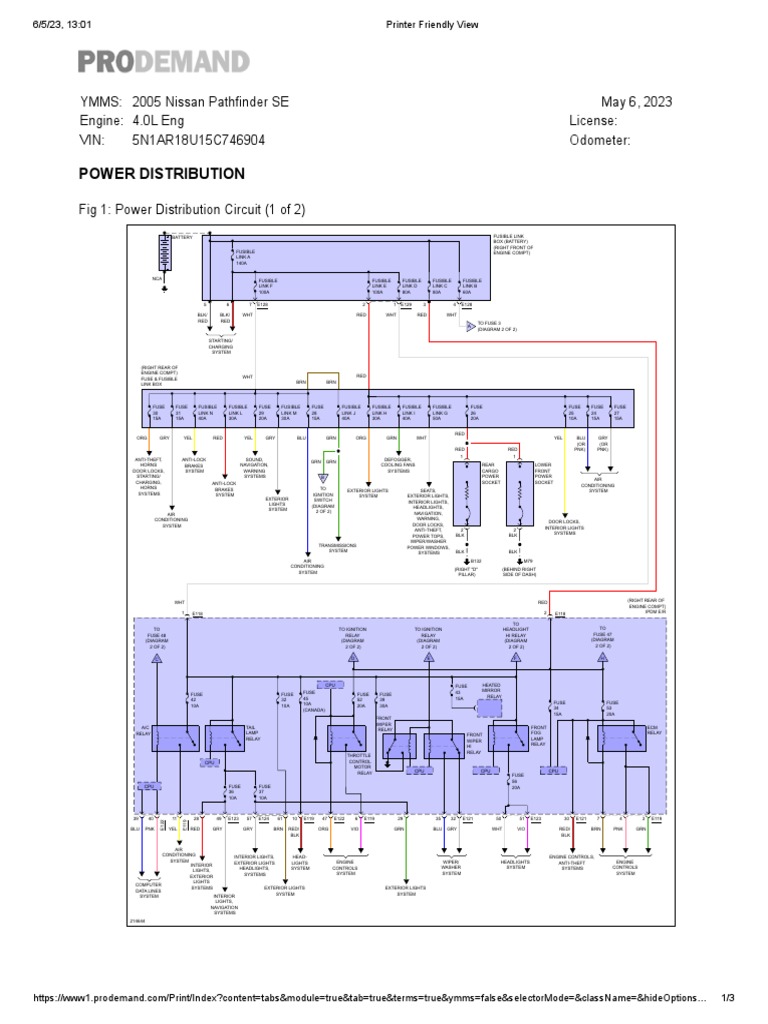 IPDM Pathfinder 2005 | PDF | Fuse (Electrical) | Vehicle Technology