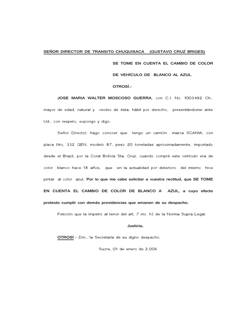 Solicita Al Transito Cambio de Color | PDF