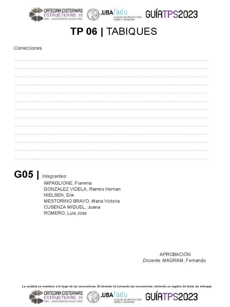 Grupo 5 - TP6 - Tabiques - Recomendaciones de Diseño y Porcentaje de Carga 07-06-23 | PDF ...
