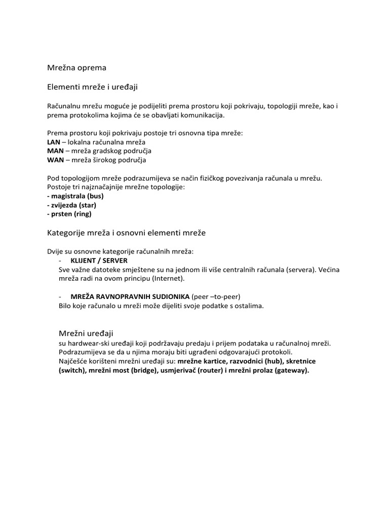 Mrežna Oprema | PDF