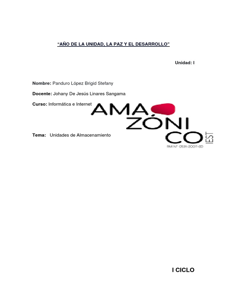 Tarea 1 Unidades de Almacenamiento - Informatica e Internet | PDF | Unidad de estado sólido ...
