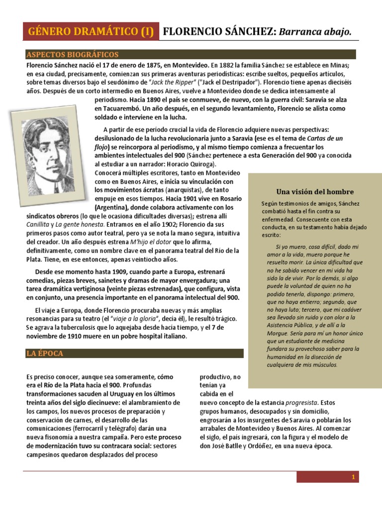Sobre Florencio Sanchez y El Genero Dramatico | PDF | Teatro