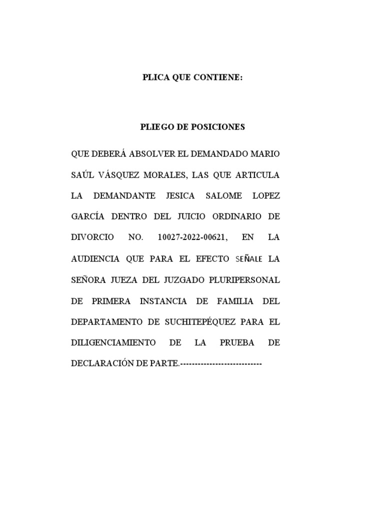 Rotulación de Plica Del Proceso de Juicio Ordinario de Divorcio. Usuaria Jesica Salomé López ...
