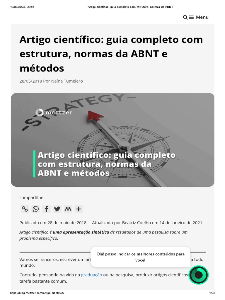 Artigo Científico - Guia Completo Com Estrutura, Normas Da ABNT | PDF ...