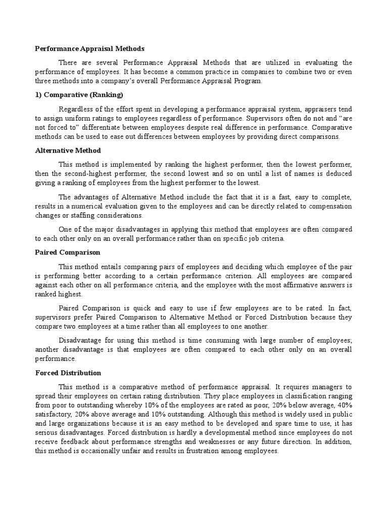 Performance Appraisal Methods | PDF Performance Appraisal Methods | PDF
