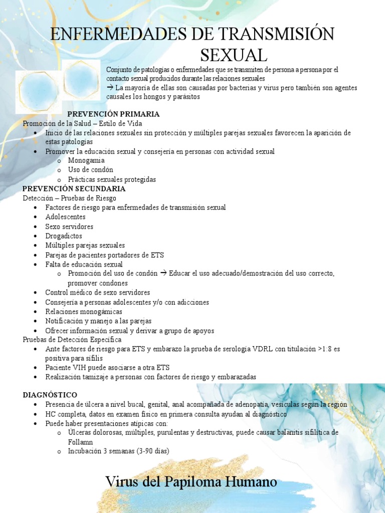 ENFERMEDADES DE TRANSMISIÓN SEXUAL | PDF | Infección transmitida sexualmente | VIH